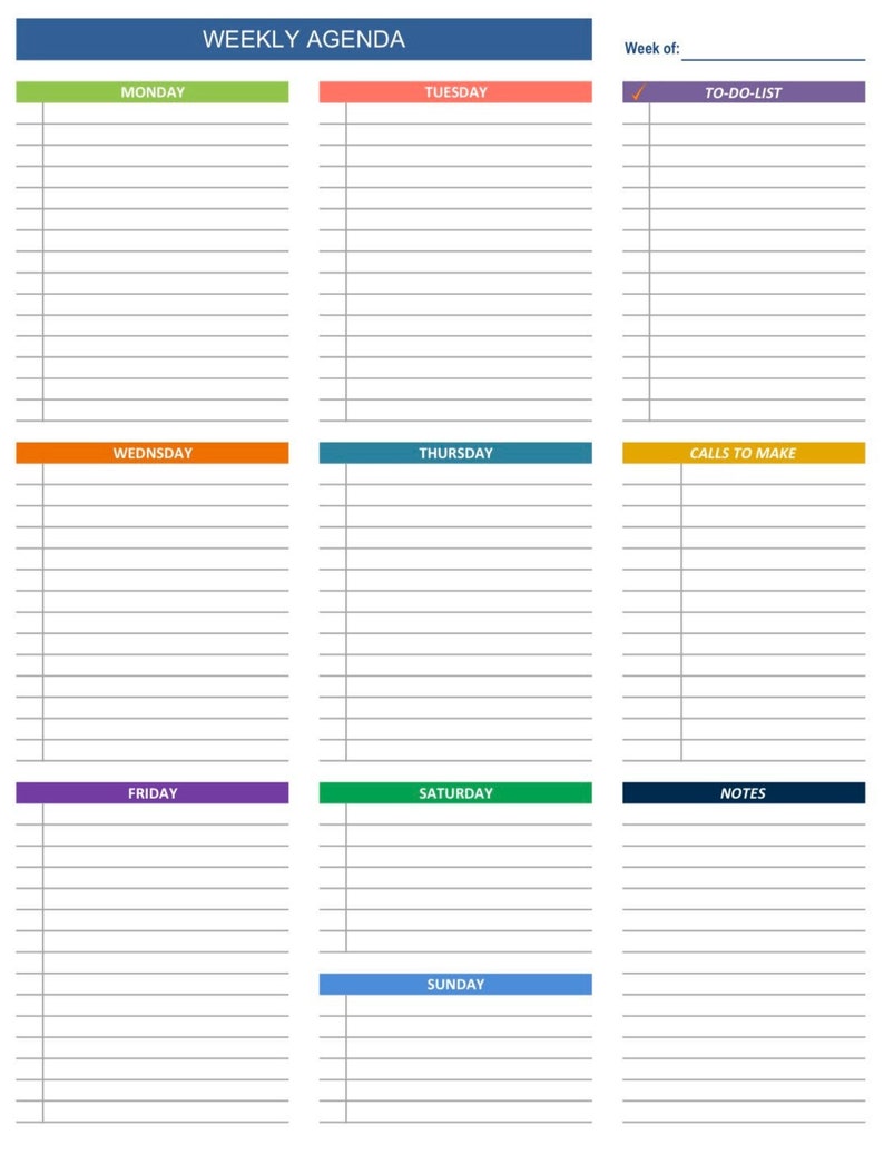 Weekly Schedule & Agenda - Etsy