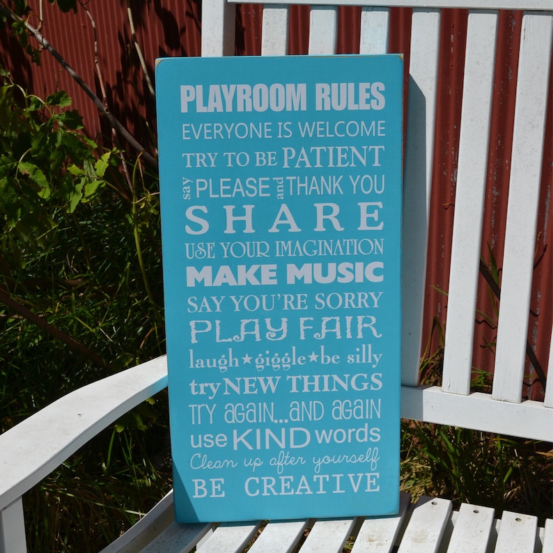 Playroom Rules Wood Sign Distressed Wood Sign Rustic Wood Sign - Etsy