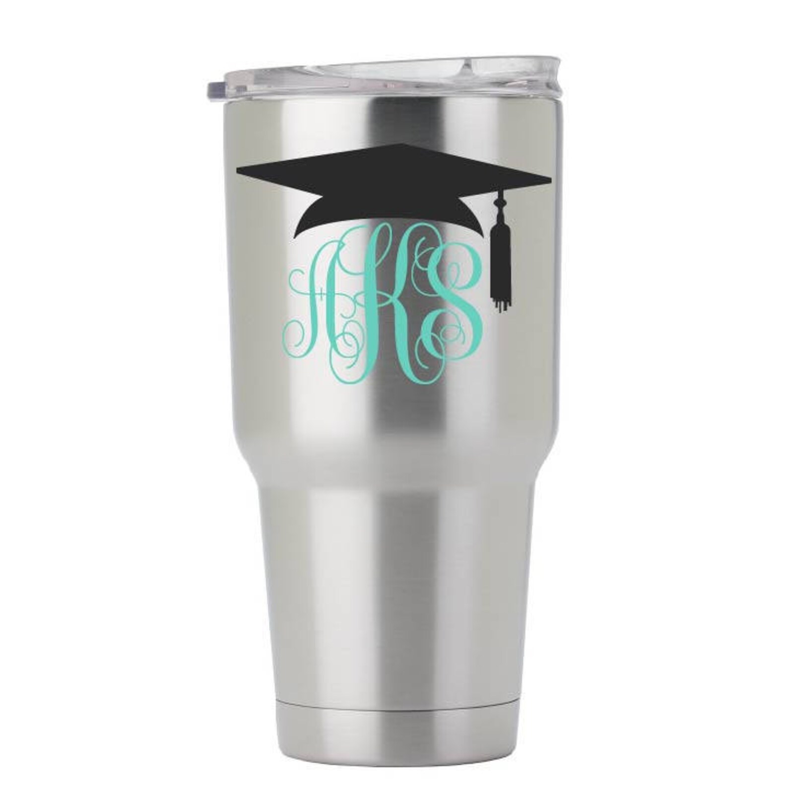 Graduation Cap With Monogram Vinyl Yeti Tumbler to Go Mug Decal - Etsy