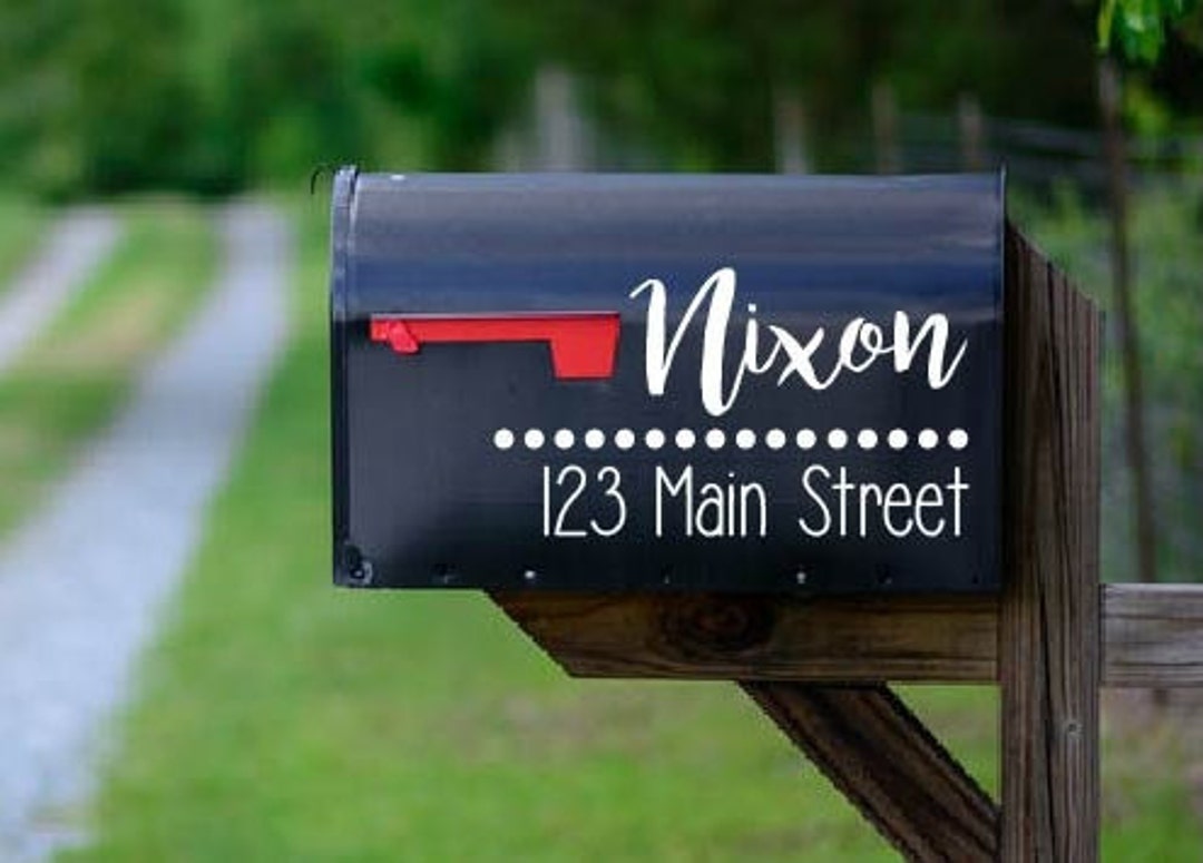 Mailbox Decal Family Name and Address With Dots Mailbox Vinyl Decal ...