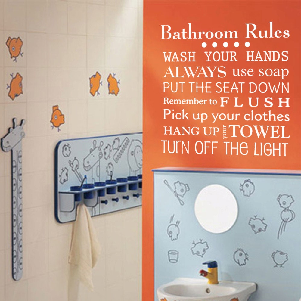 Bathroom Rules vinyl wall decal | Etsy