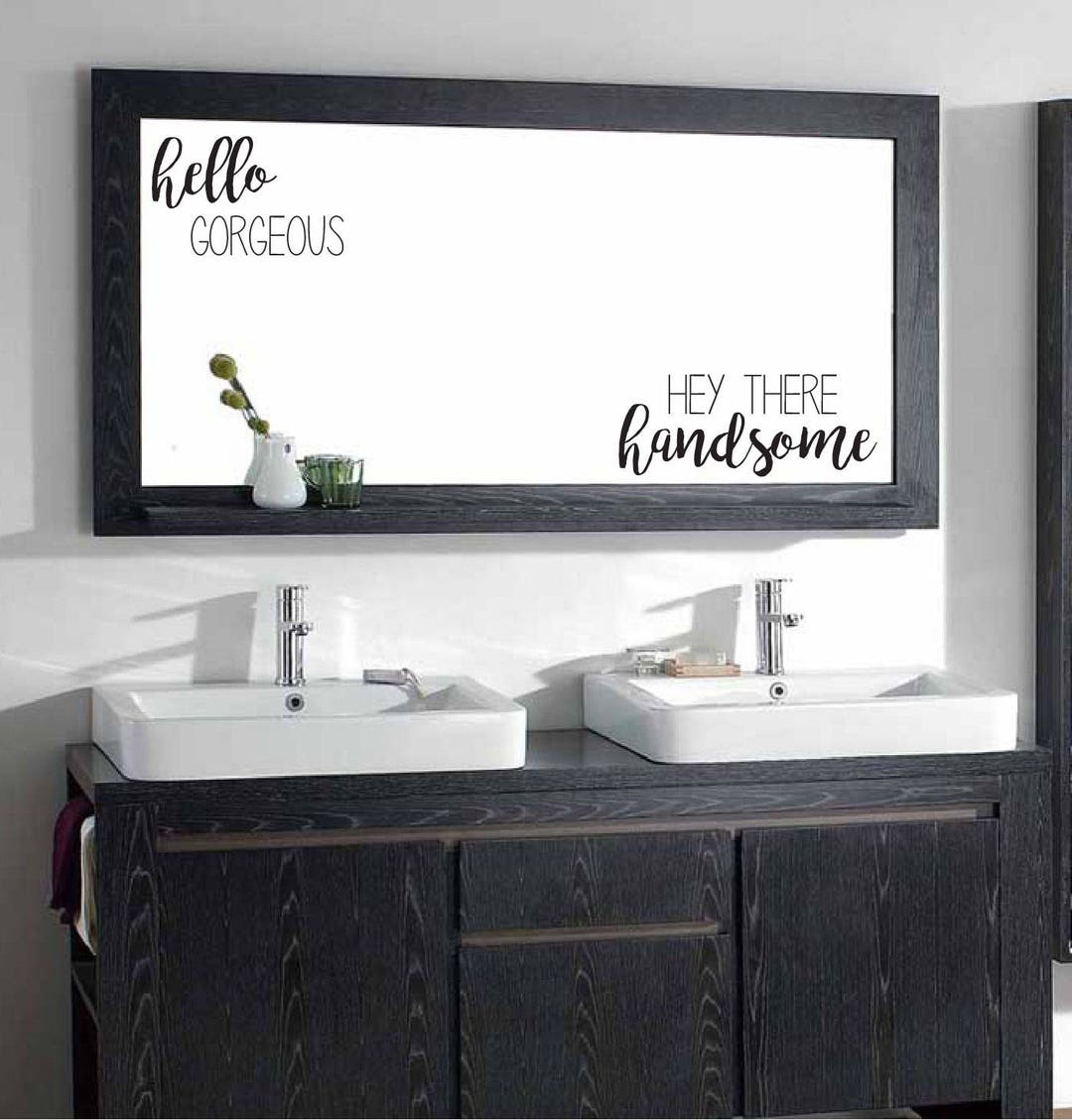 Hello Gorgeous Hey There Handsome Bathroom Vanity Mirror Vinyl Wall ...