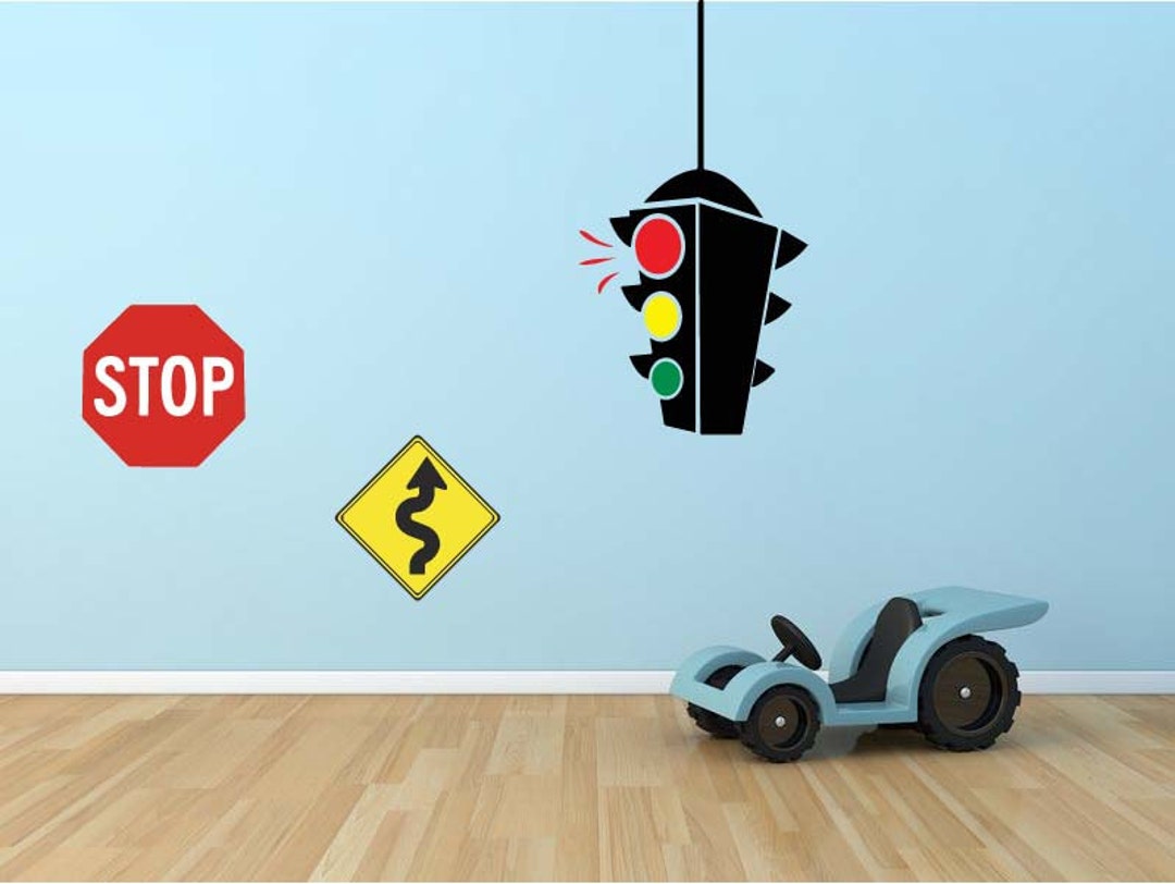 Street Signs Vinyl Wall Decal Stop Sign Traffic Light Decal - Etsy