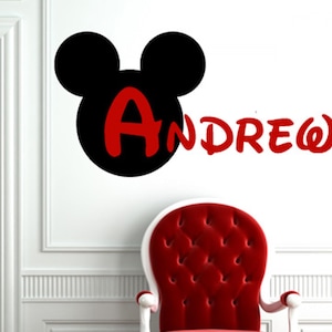 Mickey Mouse Personalized Monogram Vinyl Wall Decal - Etsy