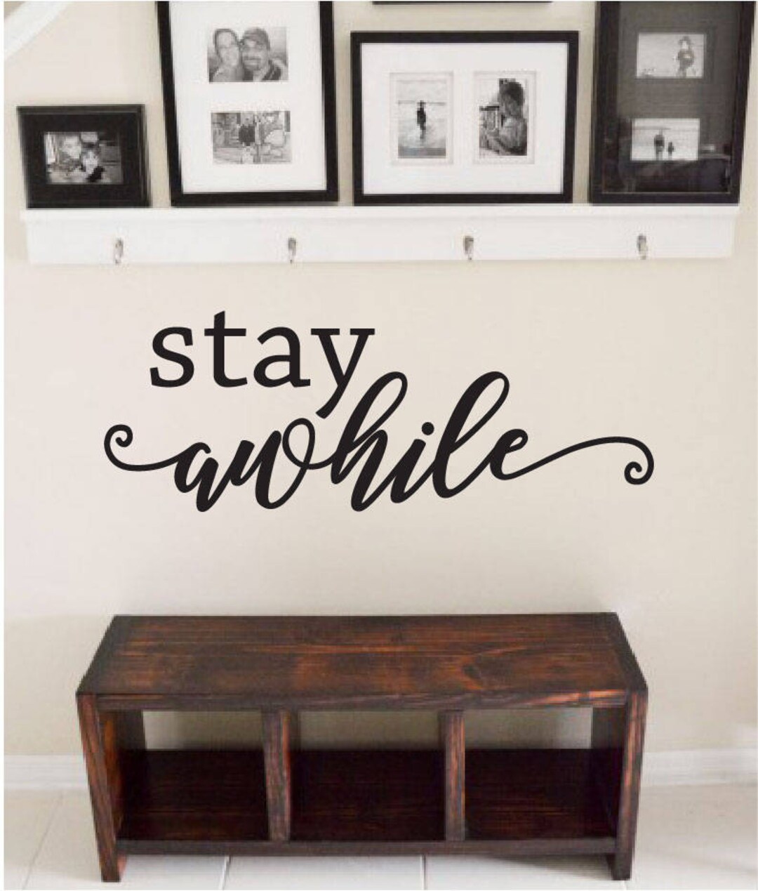 Stay Awhile Rustic Quote Farmhouse Decor Vinyl Wall Decal - Etsy