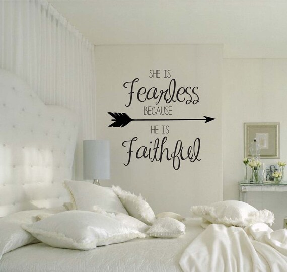 She is Fearless Because He is Faithful quote spritiual | Etsy