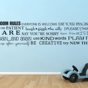 Playroom Rules Horizontal Toy Room Words Vinyl Wall Decal Art - Etsy