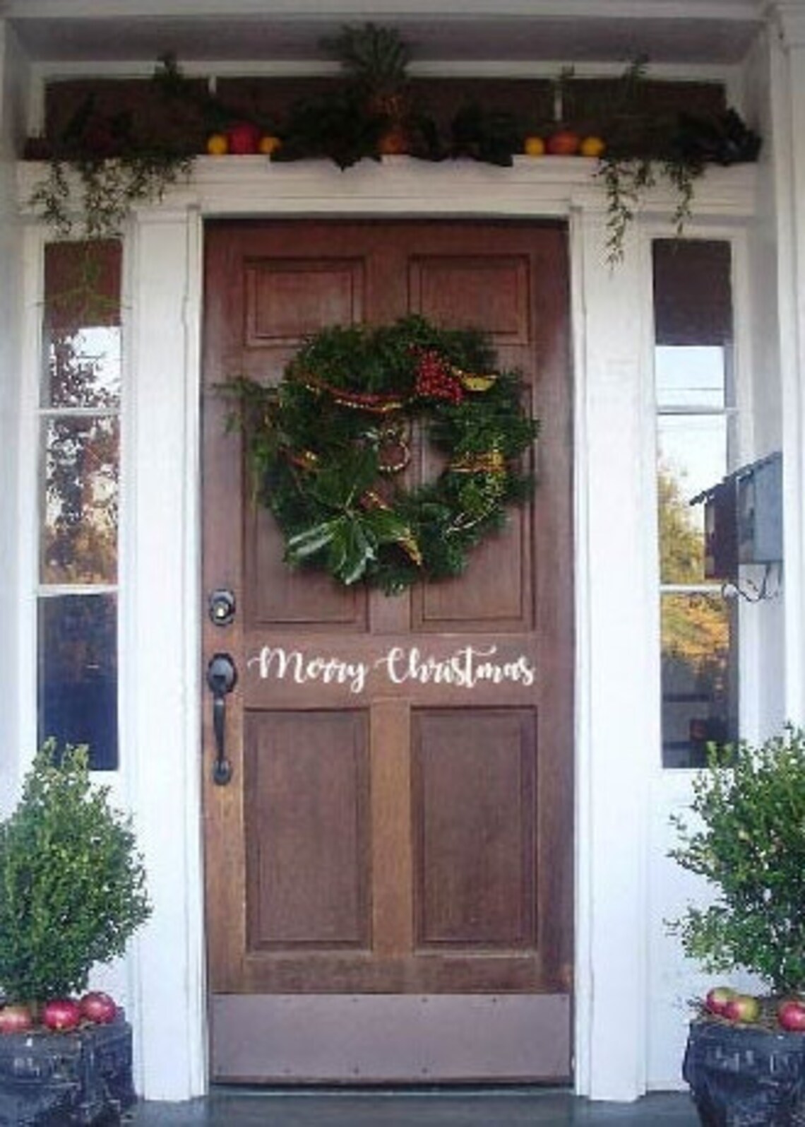 Merry Christmas Front Door Vinyl Decal Door Decor | Etsy