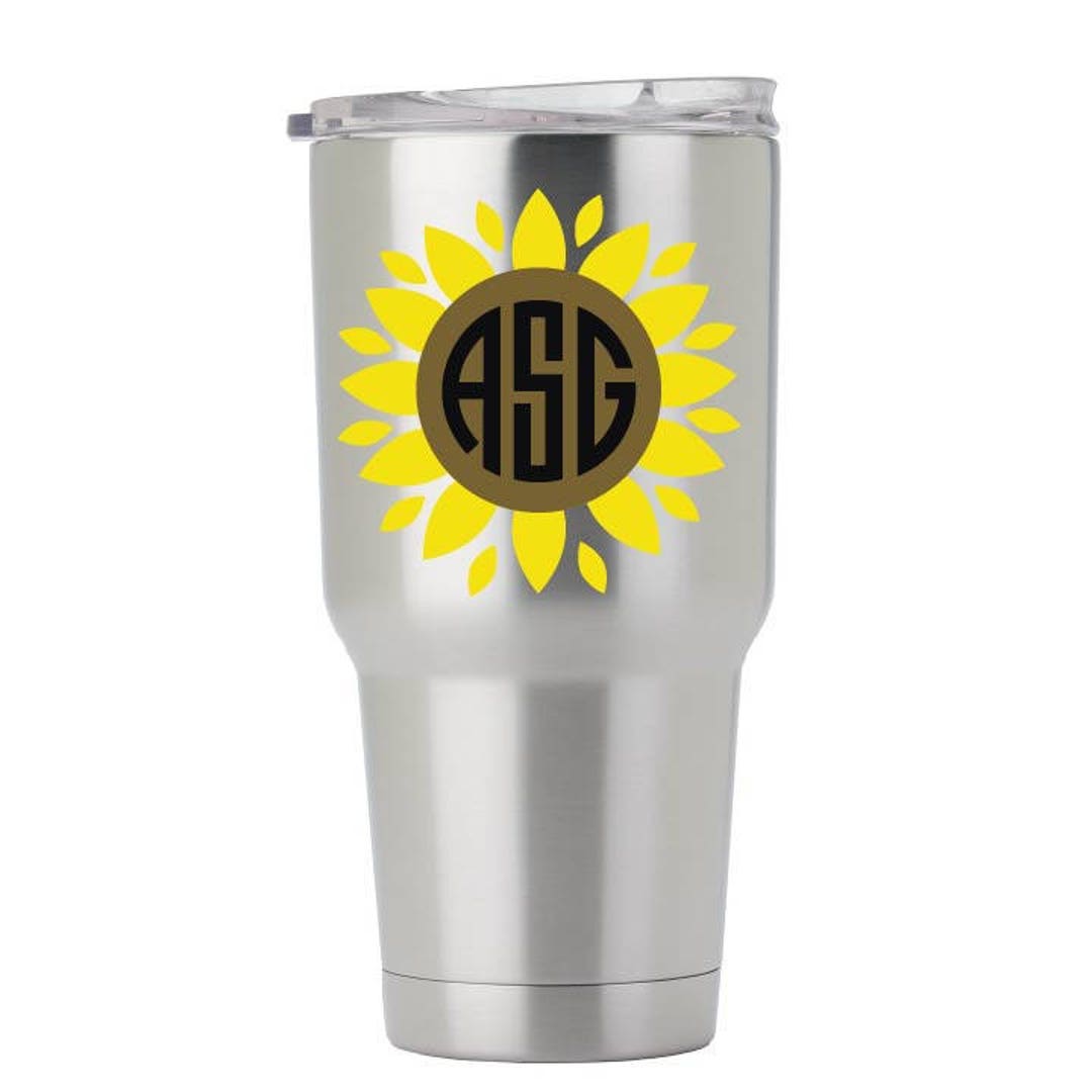 Sunflower Monogram Yeti Tumbler Vinyl Decal Personalized Monogram ...