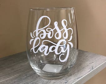 Boss lady wine glass | Etsy