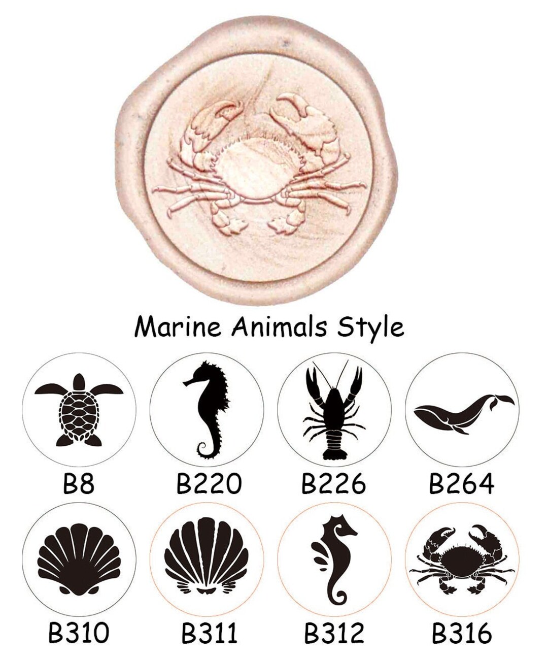 Collection of Marine Animals Style Gift Warp Envelope Wedding Wax Seal ...