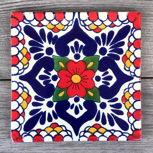 6 Blue and Red royal Completo Mexican Tile | Etsy