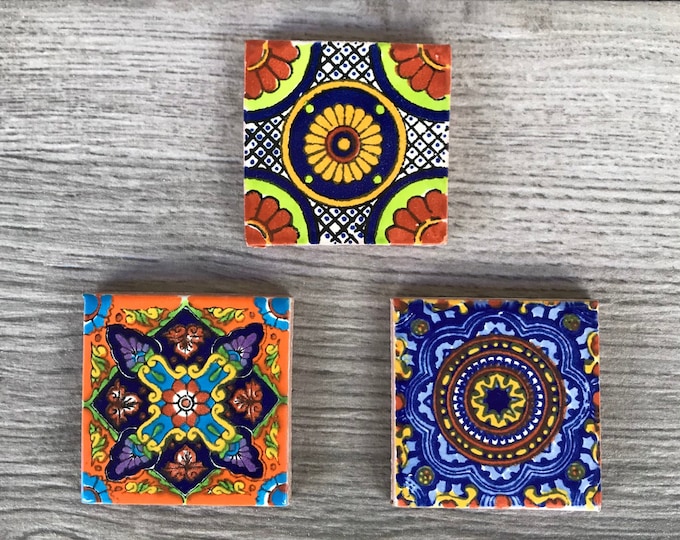 Set of 3 Mexican Tile Magnets - Etsy