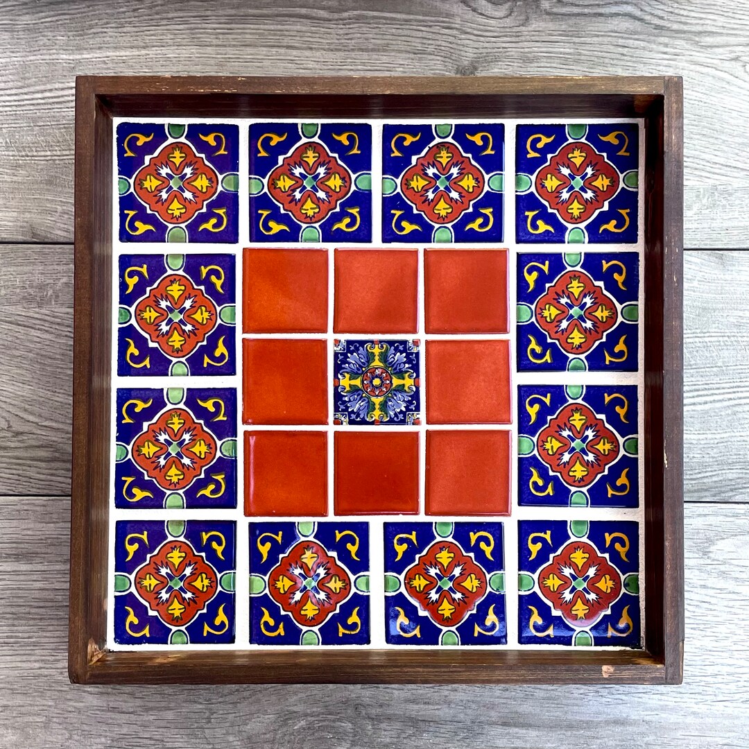 Large Mexican Talavera Tile Tray - Etsy