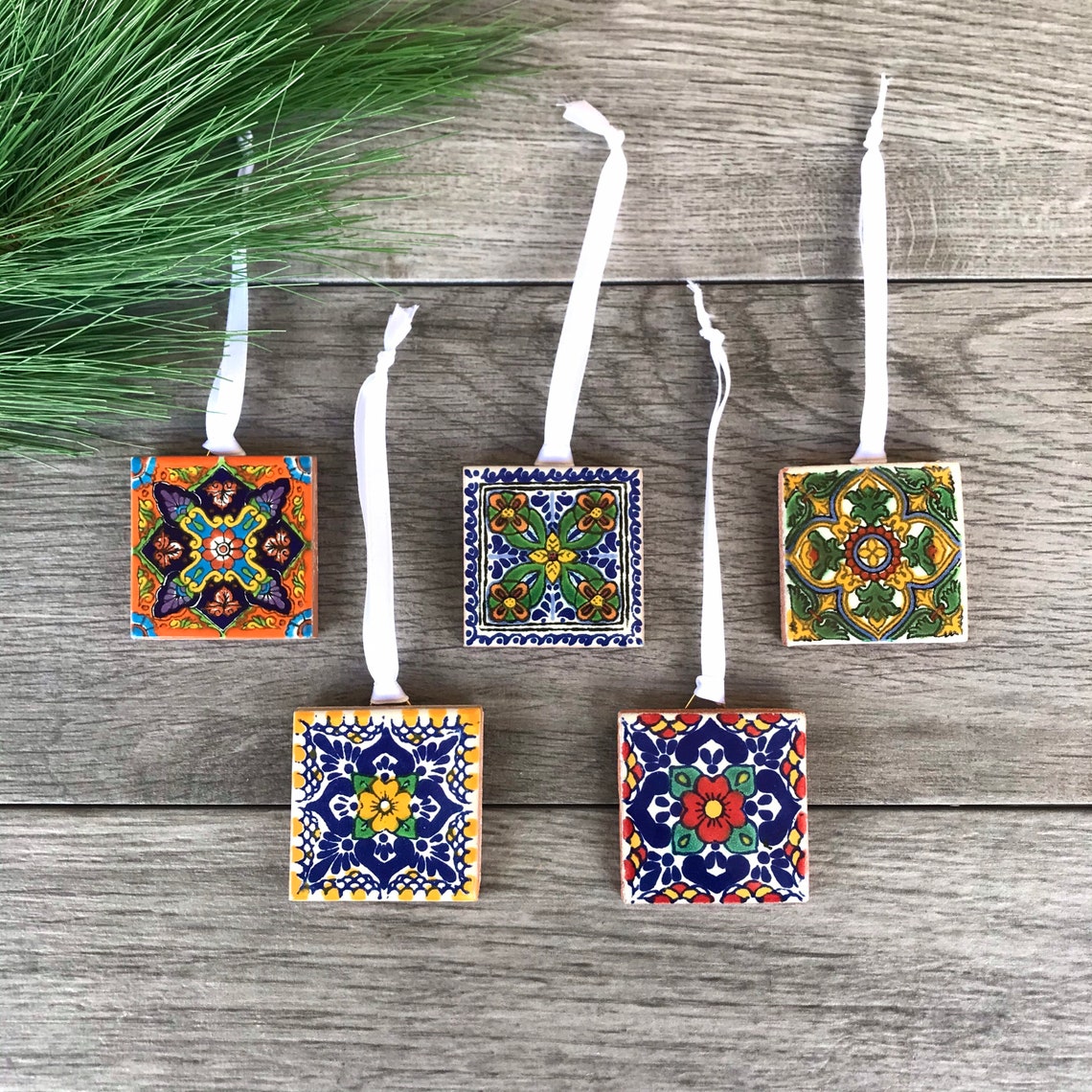 Mexican Tile Christmas Tree Ornaments | Etsy
