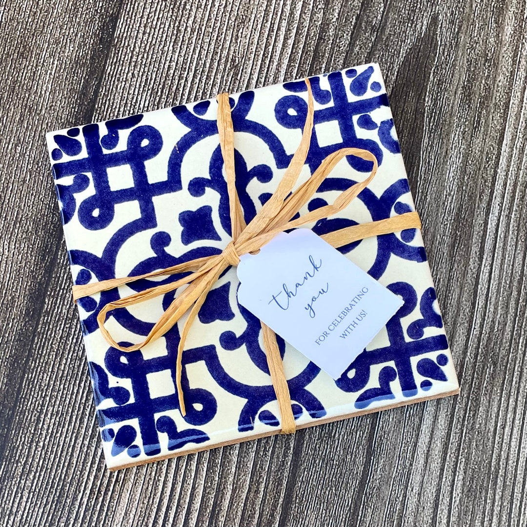 Thank You Tags for Mexican Tile Coaster Wedding Favors - Etsy