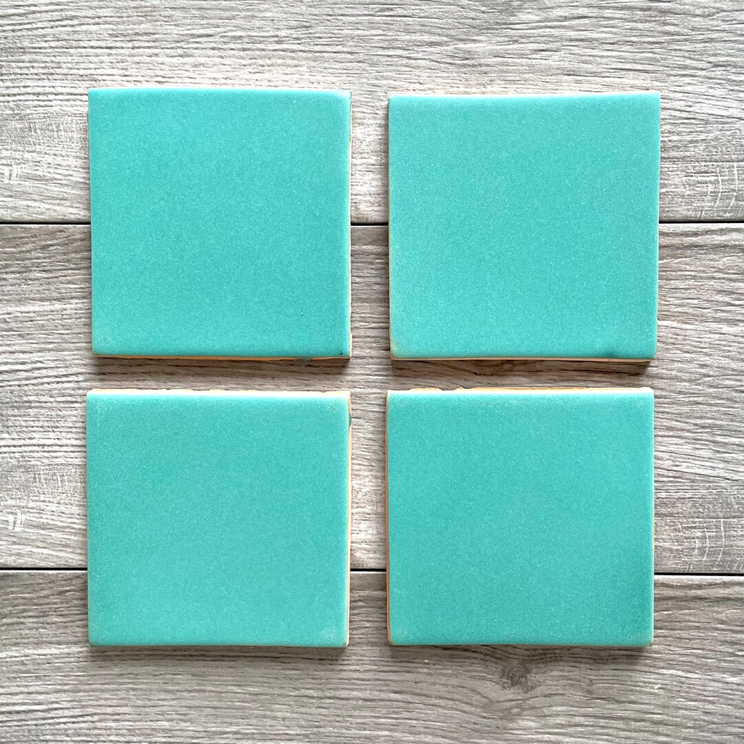 MATTE Turquoise Mexican Talavera Tile Coasters - Etsy