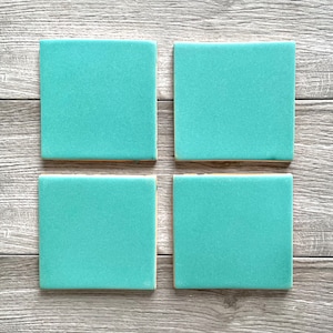 MATTE Turquoise Mexican Talavera Tile Coasters - Etsy