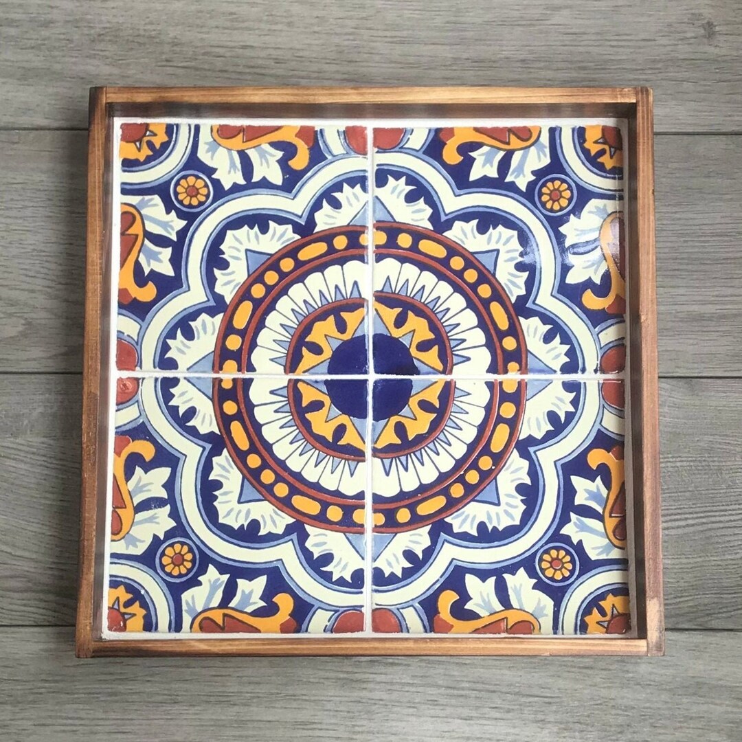 Large Mexican Talavera Tile Decorative Tray - Etsy