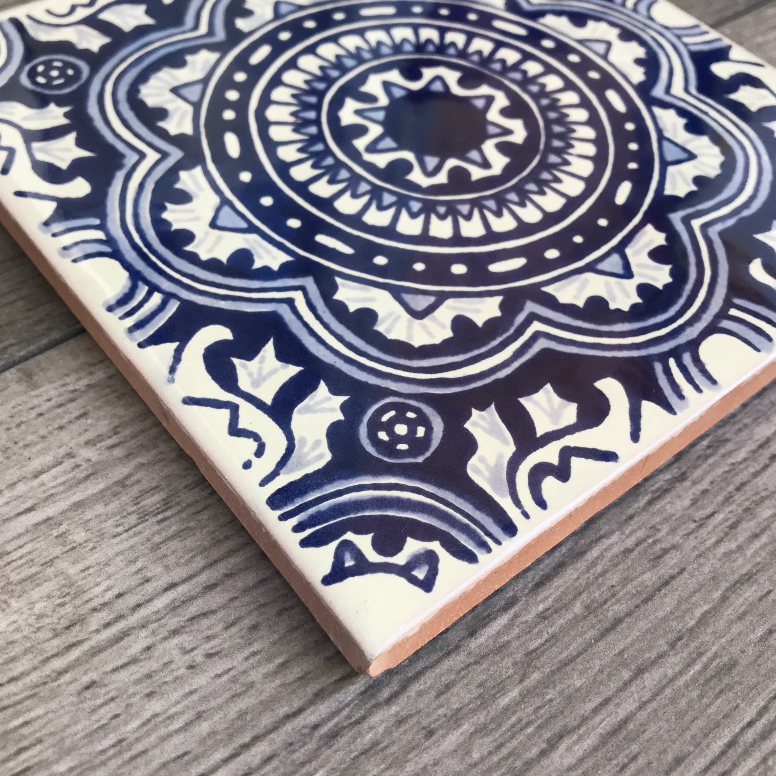 6 Blue and Off-white royal Mexican Tile | Etsy