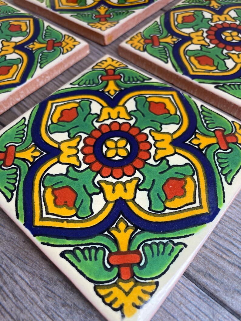 Green "trebol" Mexican Tile Coasters - Etsy