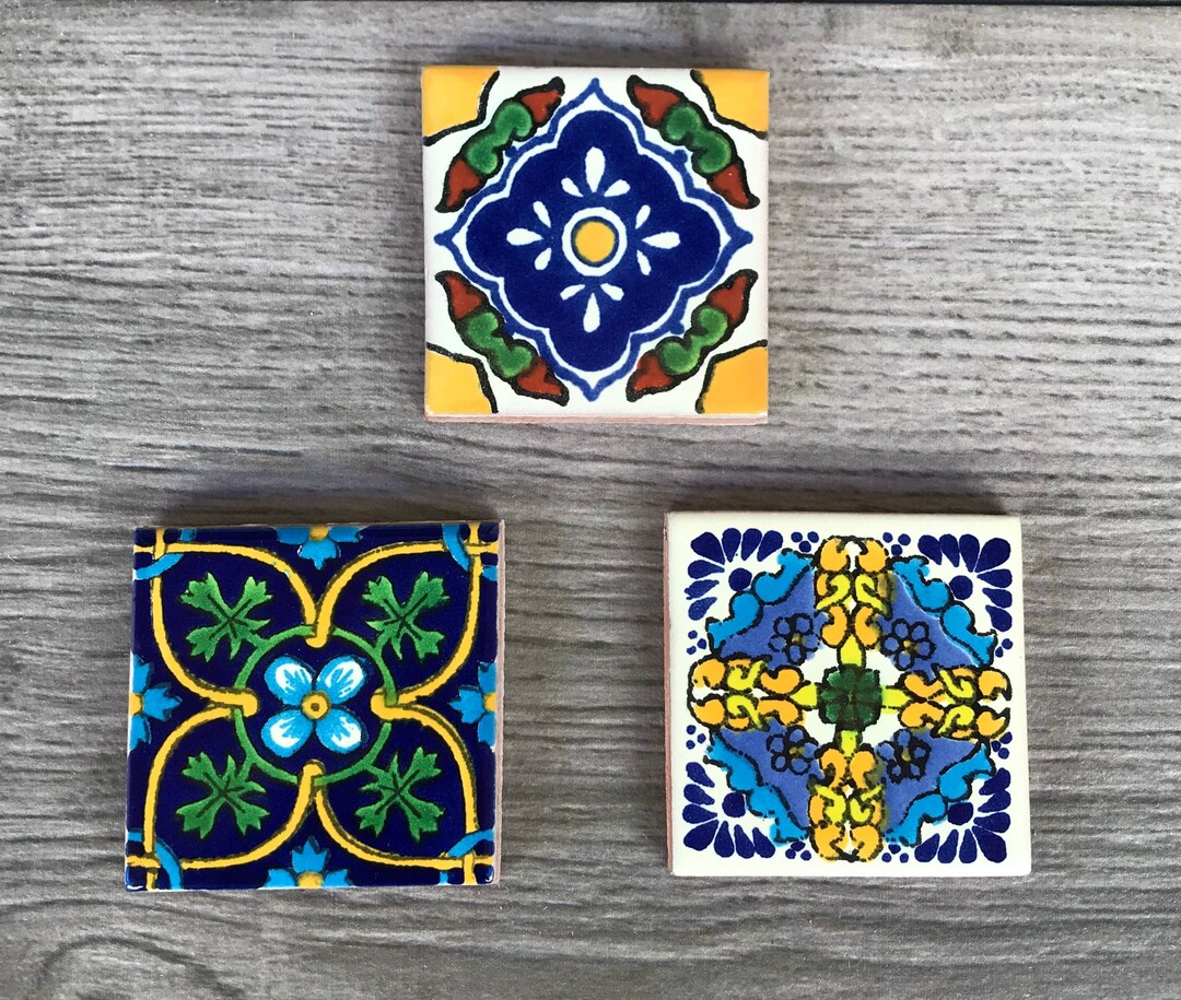 Set of 3 Mexican Tile Magnets - Etsy