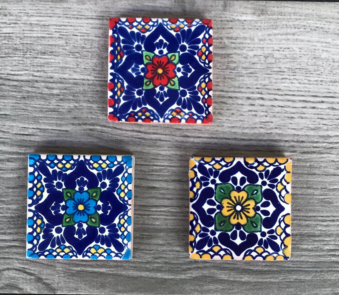 Set of 3 Mexican Tile Magnets - Etsy