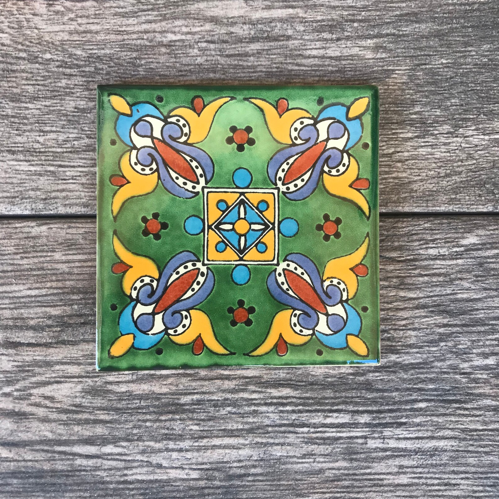 Green fiesta Mexican Tile Coasters | Etsy