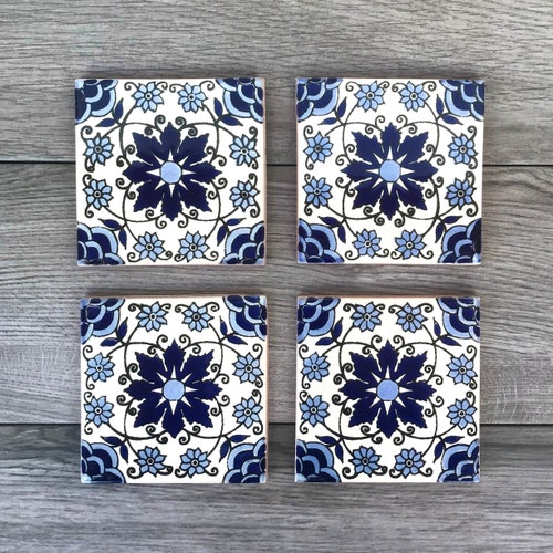 Dark Blue soyopa Mexican Tile Coasters - Etsy