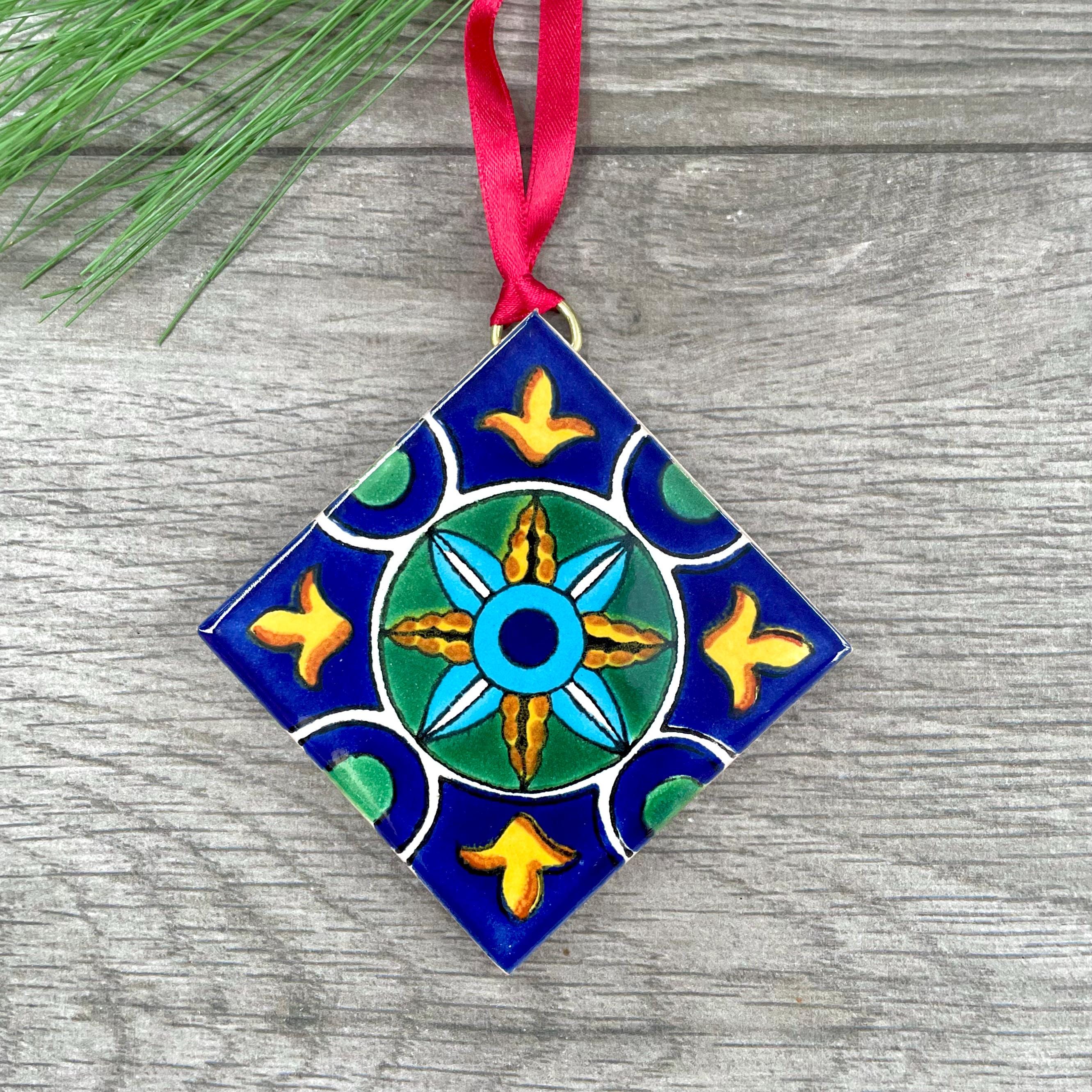 LARGE Blue "romini" Mexican Talavera Tile Christmas Ornament - Etsy