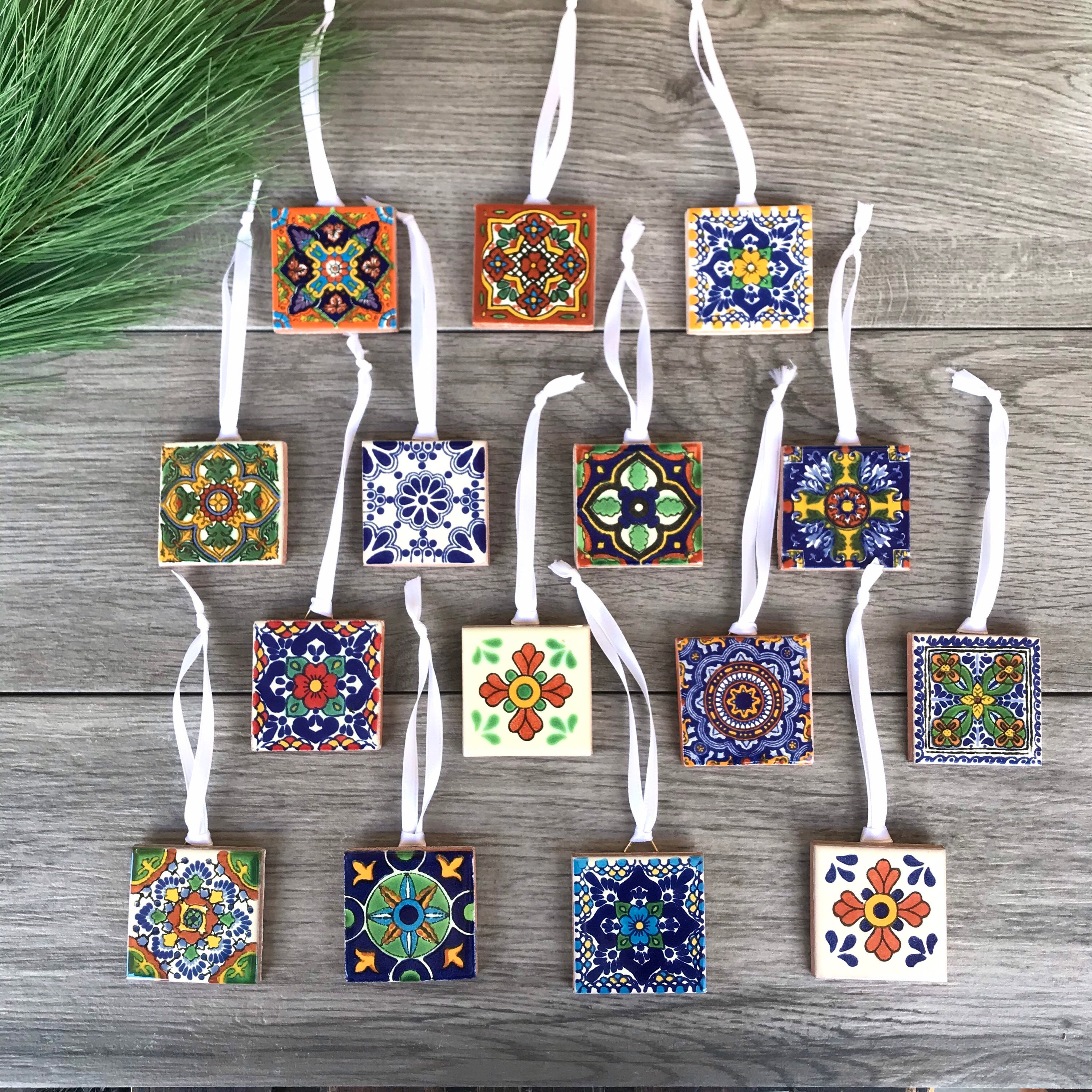 Mexican Tile Christmas Tree Ornaments | Etsy