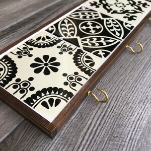 Black and Off-white Mexican Tile Key or Jewelry Hanger - Etsy