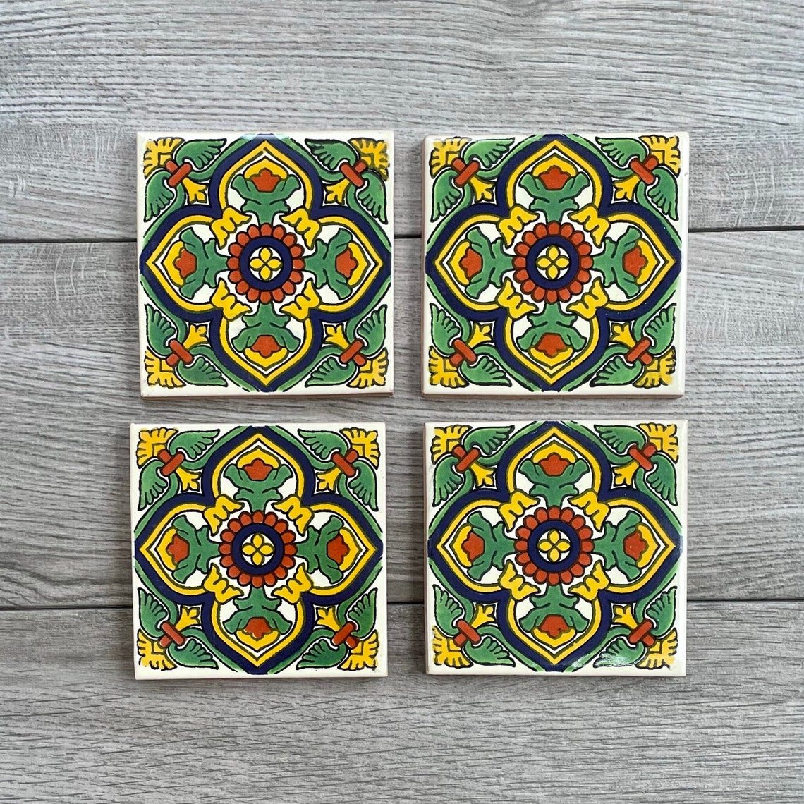 Green "trebol" Mexican Tile Coasters - Etsy