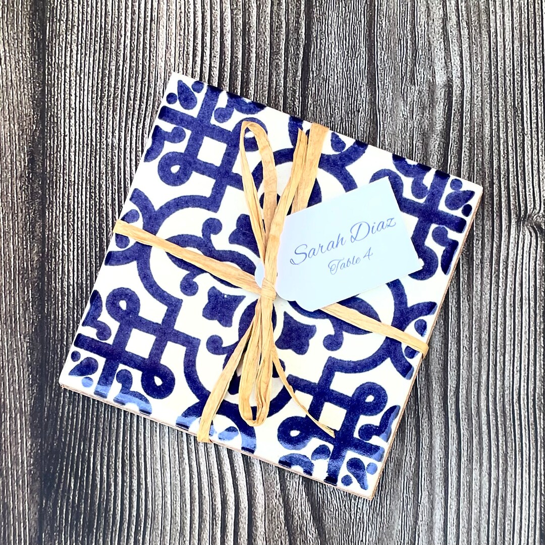 Place Card Tags for Mexican Tile Coaster Wedding Favors - Etsy