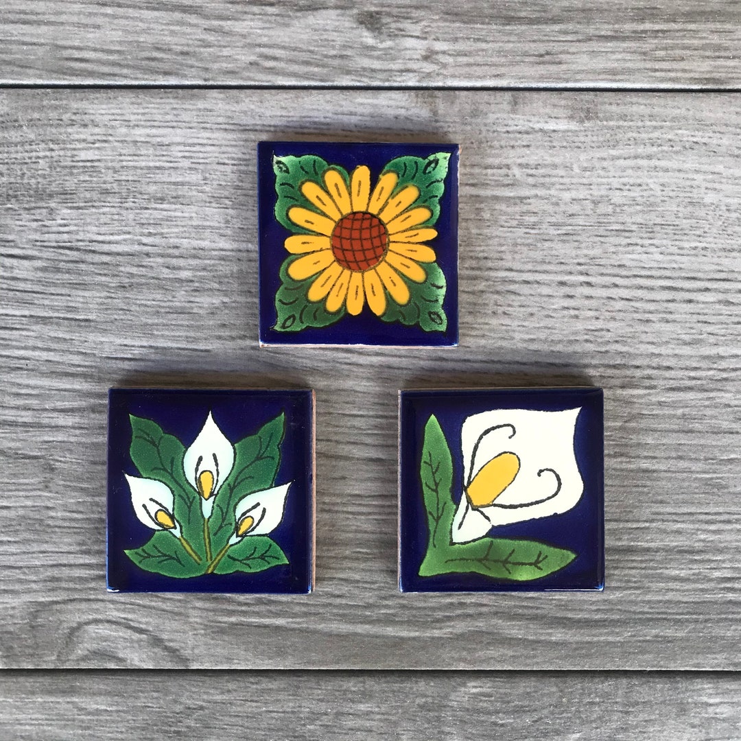 Set of 3 Mexican Tile Magnets - Etsy