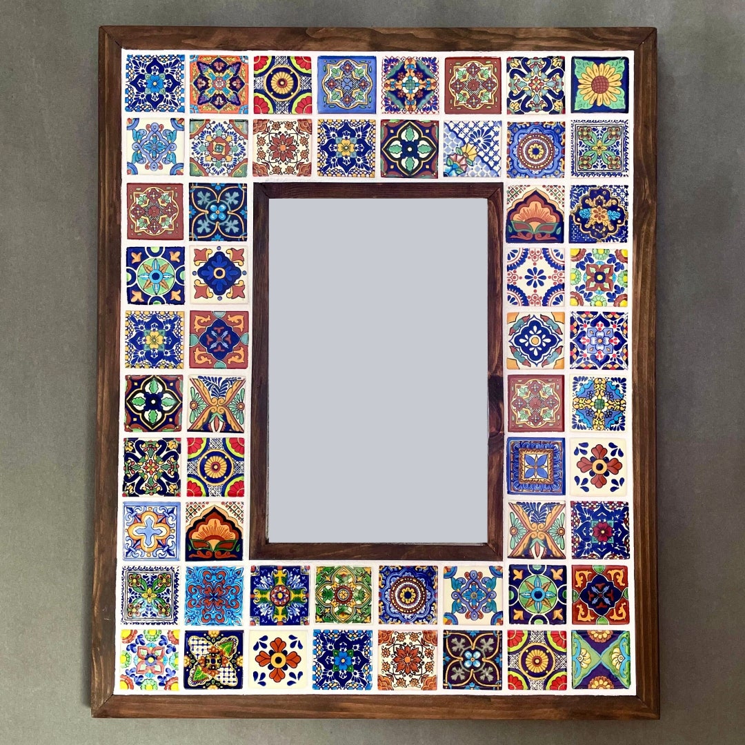 LARGE Mexican Tiled Mirror With Small Multicolored Talavera Tiles - Etsy