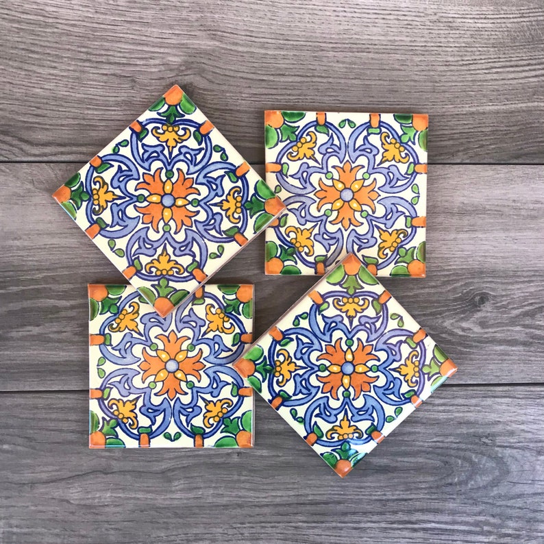 Orange llama Mexican Tile Coasters - Etsy