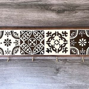 Black and Off-white Mexican Tile Key or Jewelry Hanger - Etsy