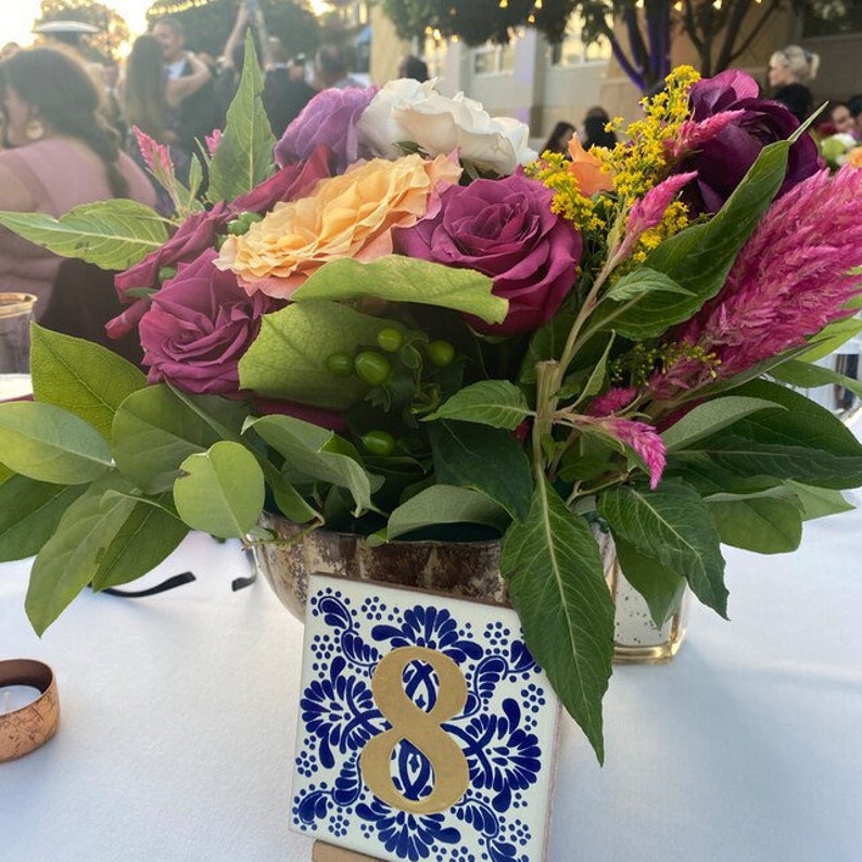 4 Mexican Talavera Tile Wedding Table Numbers - Etsy