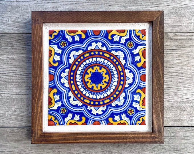 Wood Framed Mexican Tile Wall Art - Etsy