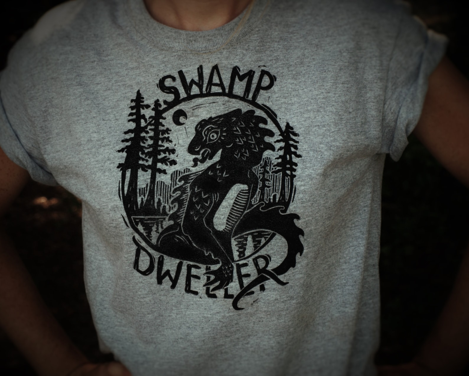 Swamp Dweller Lizard Man South Carolina Block-printed T-shirt | Etsy