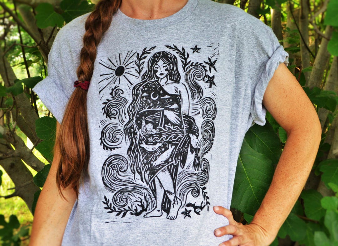 Selkie Lore - Rustic Block-printed Shirt - Gray Heather Gildan Unisex ...