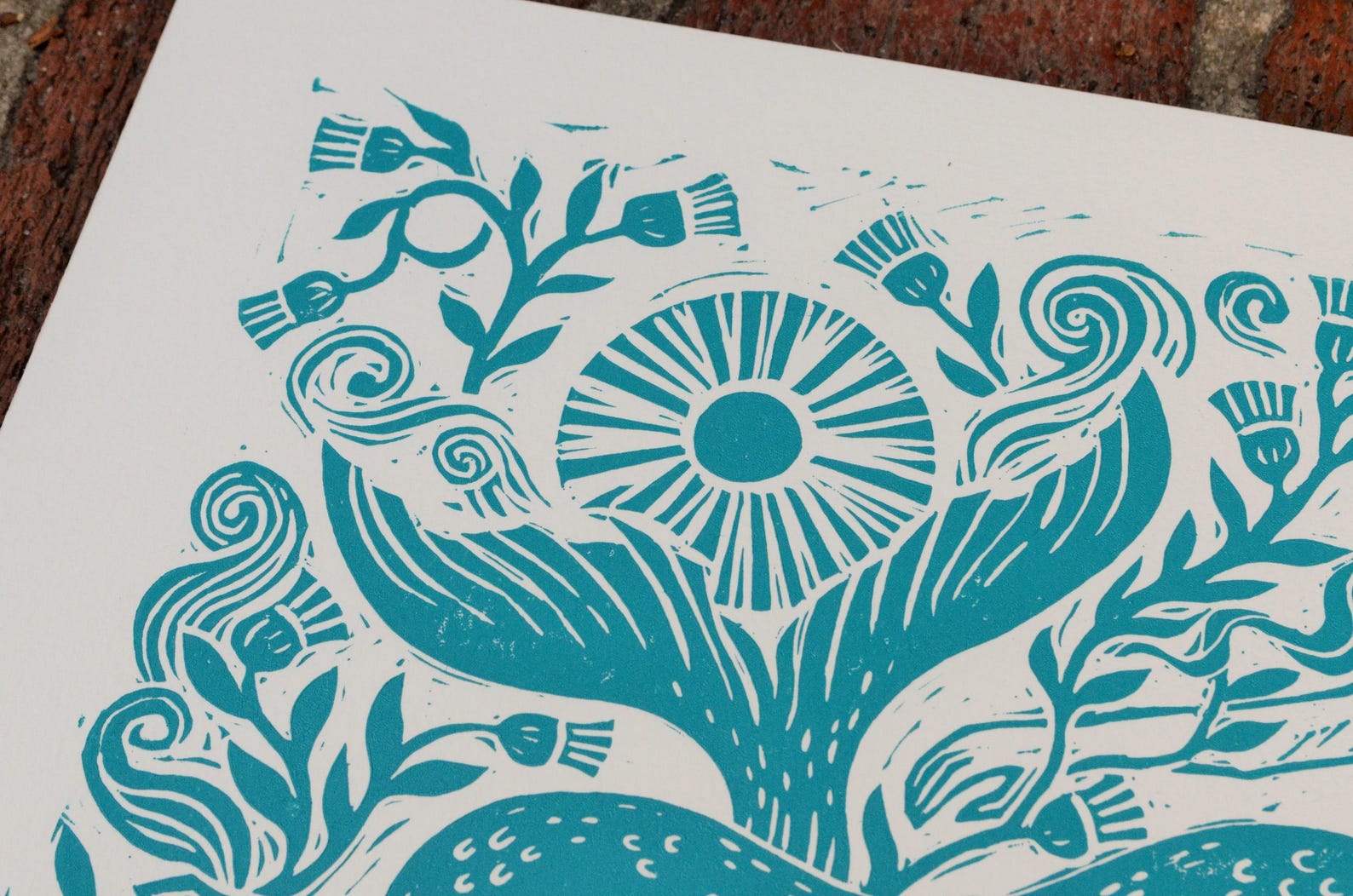 Mermaid Lore Block Print, Art Print, Mermaid Illustration, Rustic Beach ...