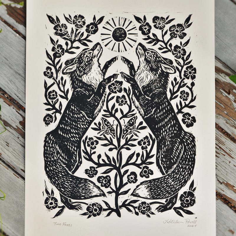Linocut Folk Art - Etsy