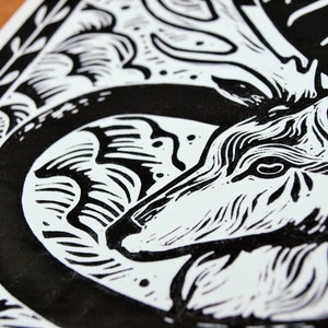 Shapeshifter Linocut Print - Block Print - Folklore Illustration ...