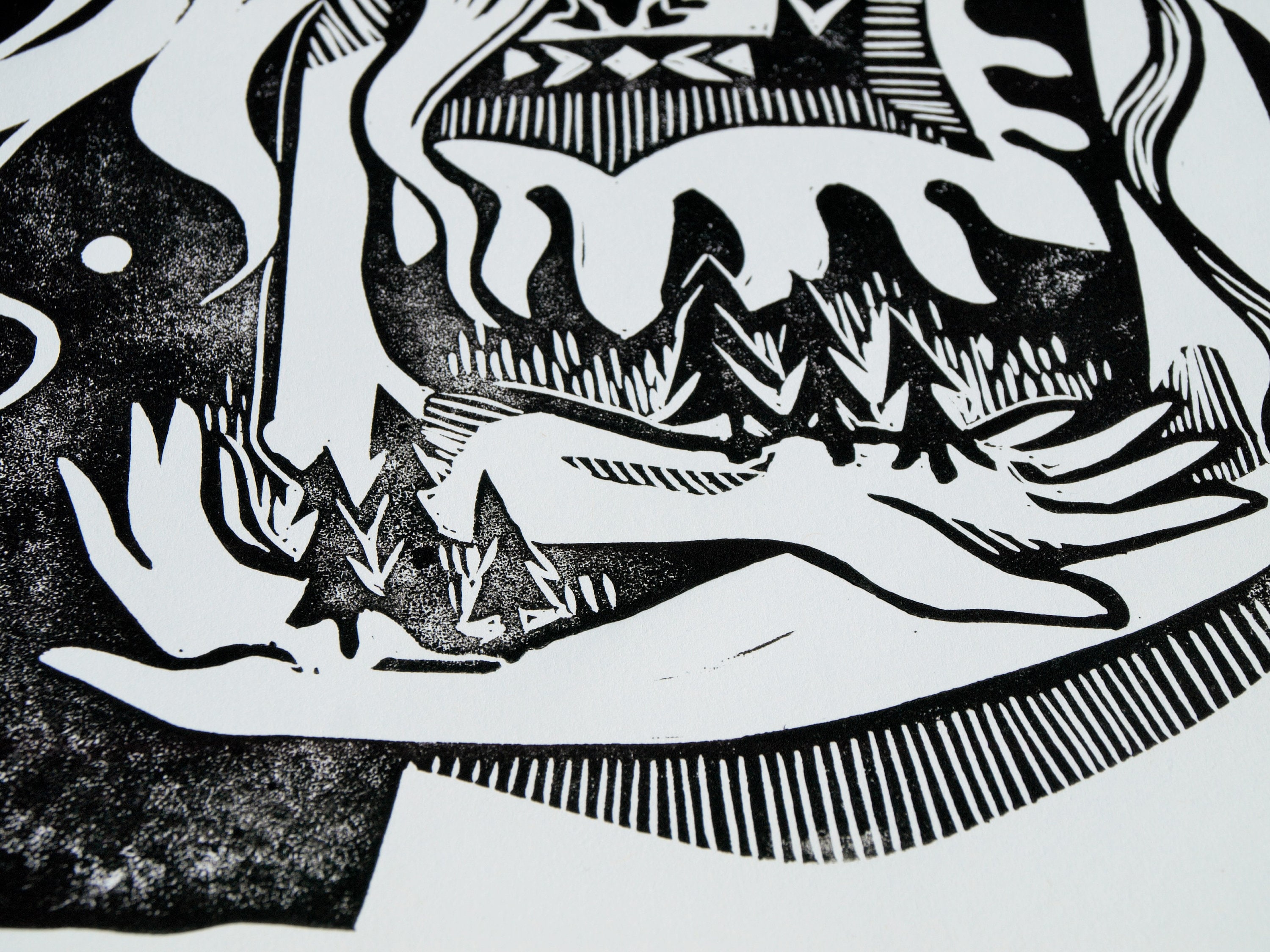 Nymph of the Forest Linocut - Block Print Nymph - Fairy-tale Art ...