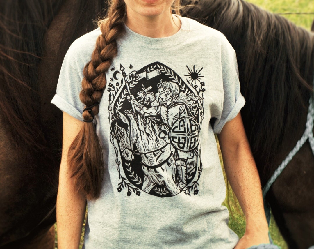 Spear Maiden Block Printed Shirt - Gildan Heather Gray - Renaissance ...