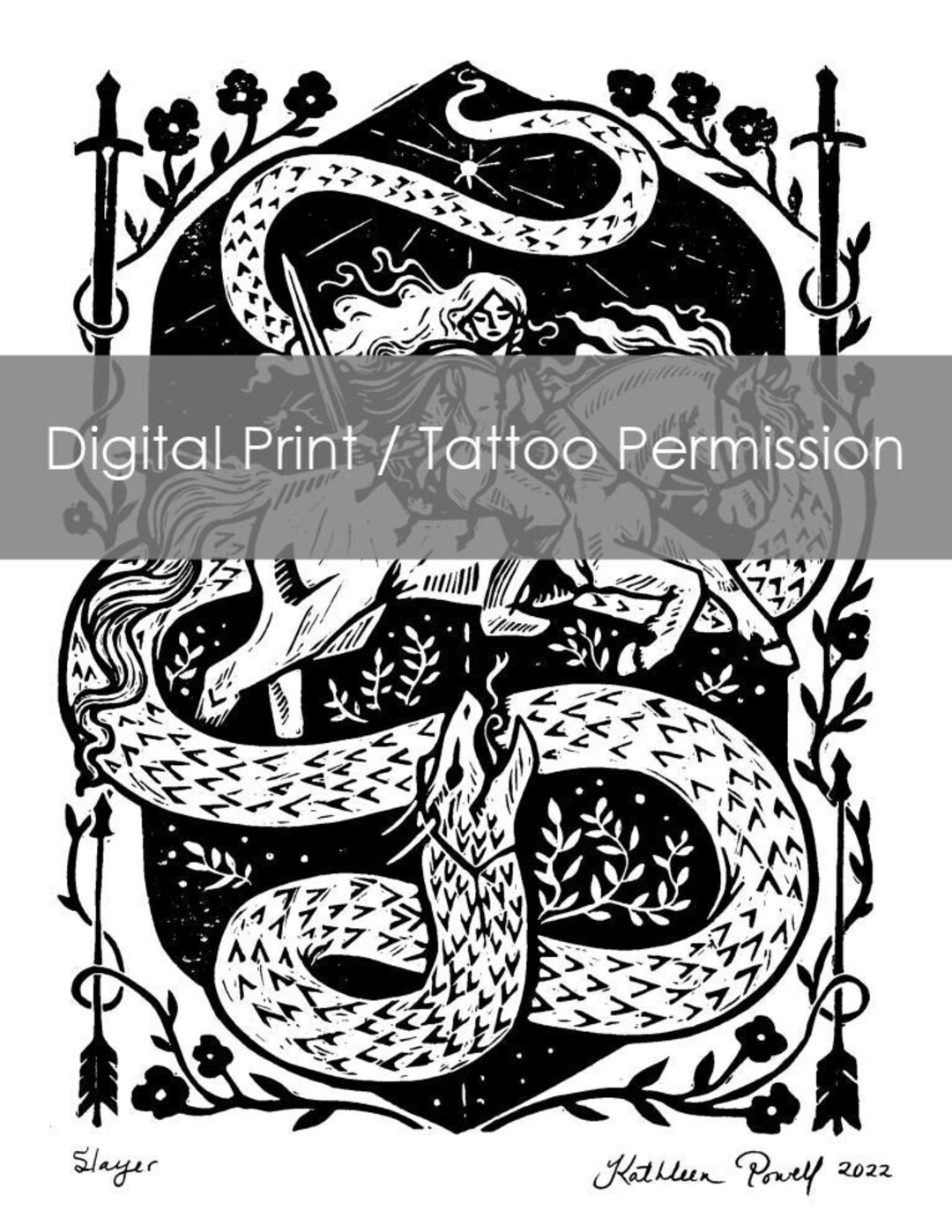 Digital Download - Digital File Only - Slayer Print / Tattoo Permission ...