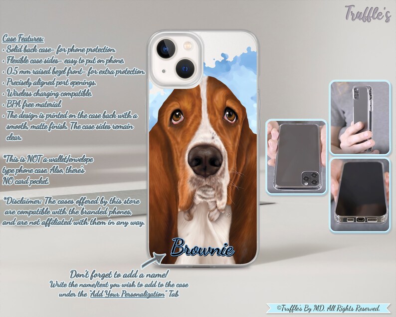 Custom Basset Hound Phone Case Personalized Dog Phone Cover Custom ...