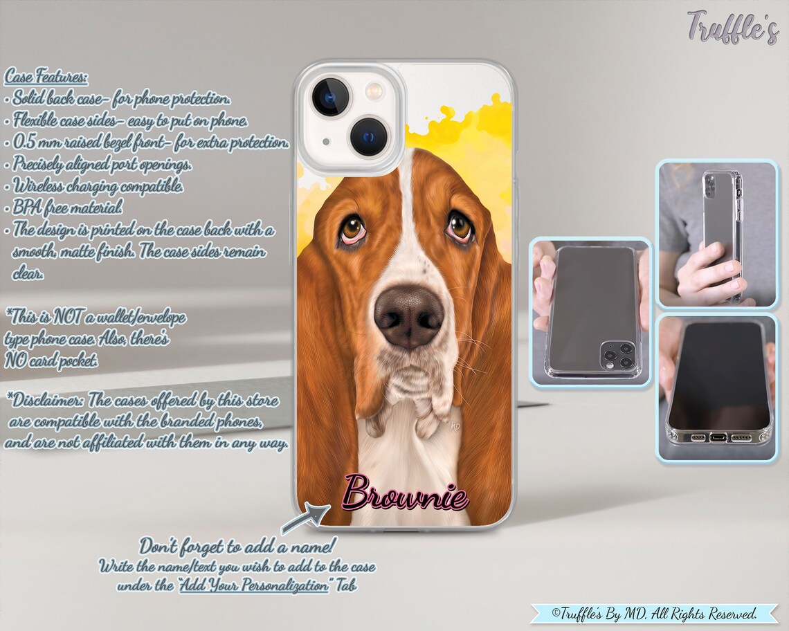 Custom Basset Hound Phone Case Personalized Dog Phone Cover Custom ...